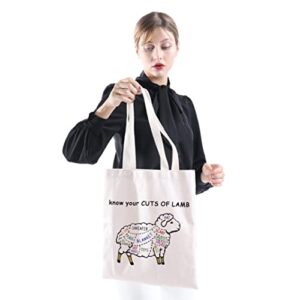 XYANFA Knitting Cuts Of Lamb Knitting Tote Bag Knitter Tote Bag Gift For Knitter Knitting Lover Gifts Sheep Lamb Lover Gift (CUTS OF LAMB tote bag)