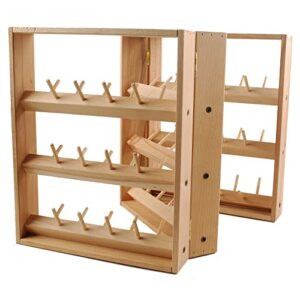 BAENRCY 69 Spools Collapsible Wooden Thread Holder Rack Sewing and Embroidery Foldable Thread Rack and Organizer Thread Rack for Sewing