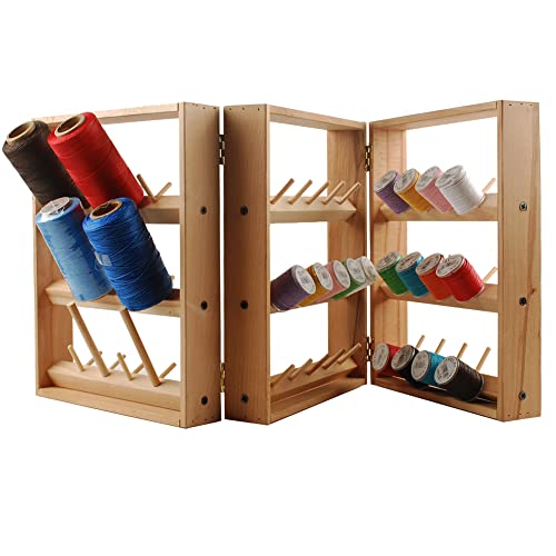 BAENRCY 69 Spools Collapsible Wooden Thread Holder Rack Sewing and Embroidery Foldable Thread Rack and Organizer Thread Rack for Sewing