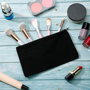 Outus 40 Pieces Canvas Pouch Bags Bulk Black Canvas Makeup Bags Pencil Case Blank DIY Craft Bags for Travel DIY Craft School Classroom Supplies