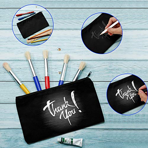 Outus 40 Pieces Canvas Pouch Bags Bulk Black Canvas Makeup Bags Pencil Case Blank DIY Craft Bags for Travel DIY Craft School Classroom Supplies