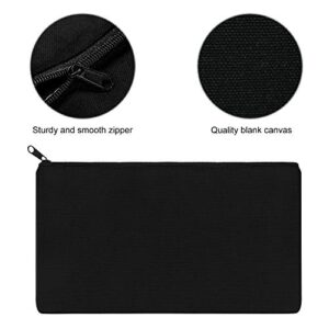 Outus 40 Pieces Canvas Pouch Bags Bulk Black Canvas Makeup Bags Pencil Case Blank DIY Craft Bags for Travel DIY Craft School Classroom Supplies