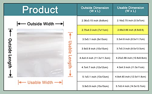 5.9mil Clear Jewelry Anti Oxidation Bag Zipper Lock Clarity Packet for Zip Resealable Closure Lock Pouch Plastic Grip Seal Pack for Bracelet Rings Earrings (30, 2.75x4.3 inch)