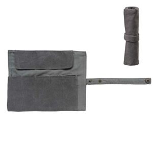 enyuwlcm canvas stationery handmade rollup pencil case travel fountain pen organizer bag pencil wrap gray