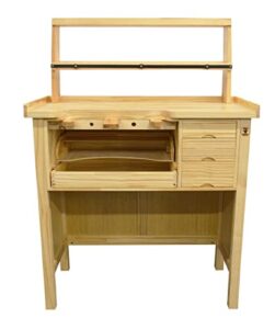 deluxe solid wooden jewelers bench set with mountable storage shelf organizer tool rack jewelry making studio kit