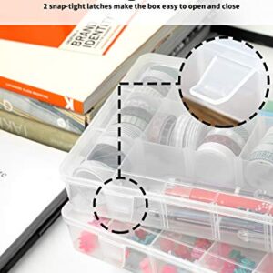 UHOUSE 2 PCS 18 Grids Clear Plastic Organizer Container Storage Box with Adjustable Dividers for Washi TapeJewelry Craft Tackles Tools, Size: 10.4 x 6.8 x 1.1 in (Clear)