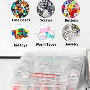 UHOUSE 2 PCS 18 Grids Clear Plastic Organizer Container Storage Box with Adjustable Dividers for Washi TapeJewelry Craft Tackles Tools, Size: 10.4 x 6.8 x 1.1 in (Clear)