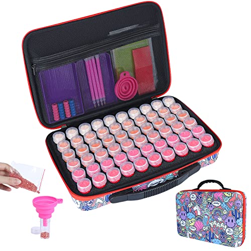 Diamond Painting Accessories,60 Small Storage Container for 5D Diamond,Rhinestones Nail Gems,Beads Storage Box,Diamond Art Kit Accessories Tool with Tray and Diamond Pen