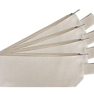 BUMBLE CRAFTS 4 PC Multipurpose Pencil Case Pouch with Zipper, Multipurpose Stationary, Pen Pencil Case, 9” x 3.5", 100% Cotton Canvas - Natural