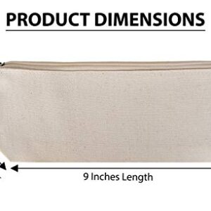 BUMBLE CRAFTS 4 PC Multipurpose Pencil Case Pouch with Zipper, Multipurpose Stationary, Pen Pencil Case, 9” x 3.5", 100% Cotton Canvas - Natural