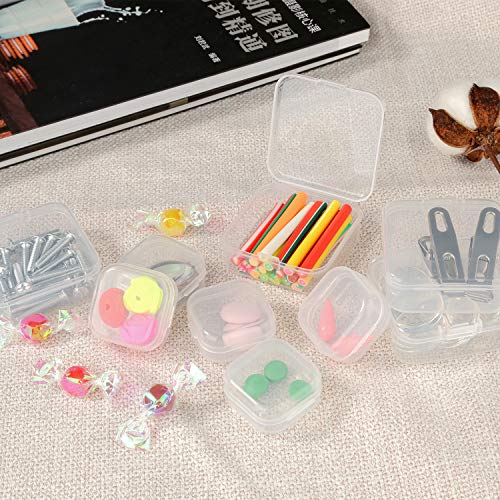 Abgream Plastic Beads Storage Containers - Mini Clear Square Box Empty Case with Lid for Earplugs, Pills, Jewelry, Hardware or Any Other Small Craft Gadgets (40 Pieces 1.37 x 1.37 x 0.7 Inches)