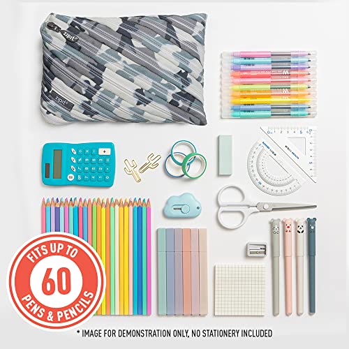 ZIPIT Camo Big Pencil Case, Grey Camouflage