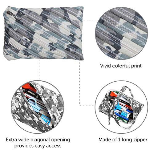 ZIPIT Camo Big Pencil Case, Grey Camouflage