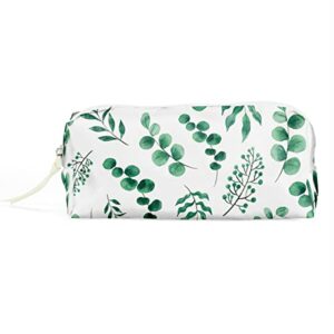 pencil pouch pencil case pencil bag pen case pouch box organizer for teen girls boys school students men women waterproof zipper pouch for office supplies makeup, eucalyptus nature leaves print