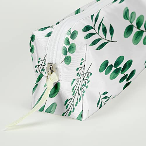 Pencil Pouch Pencil Case Pencil Bag Pen Case Pouch Box Organizer for Teen Girls Boys School Students Men Women Waterproof Zipper Pouch for Office Supplies Makeup, Eucalyptus Nature Leaves Print