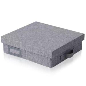 juephe linen scrapbook storage box photo storage box,document letter box, photo boxes cases, organizer box storage containers 15 ” x 13 ” x 4 ”，gray (1)