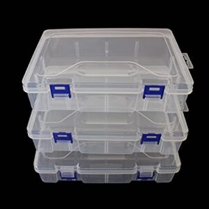 JESEP YONG 3pcs Clear Plastic Organizer Container Box, Containers Storage Box with Snap-Tight Closure Latch for Pencils, Puzzles, Small Toys,Jewelry Making & Sewing Crafts (3pcs Large Box)