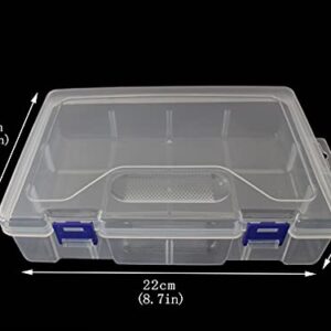 JESEP YONG 3pcs Clear Plastic Organizer Container Box, Containers Storage Box with Snap-Tight Closure Latch for Pencils, Puzzles, Small Toys,Jewelry Making & Sewing Crafts (3pcs Large Box)