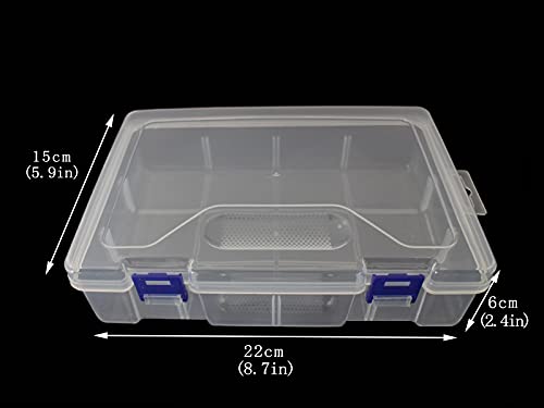 JESEP YONG 3pcs Clear Plastic Organizer Container Box, Containers Storage Box with Snap-Tight Closure Latch for Pencils, Puzzles, Small Toys,Jewelry Making & Sewing Crafts (3pcs Large Box)