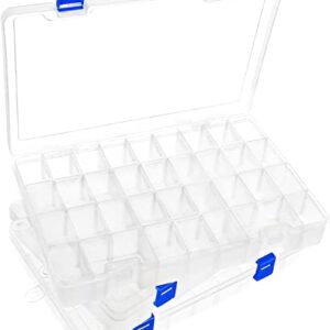 DARUITE Plastic Organizer Box with Dividers, (34 grids,3PCS) Compartment Organizer, Jewelry Organizer Box, Clear Organizer Box for Beads Earring Tool Fishing Hook Small Accessories