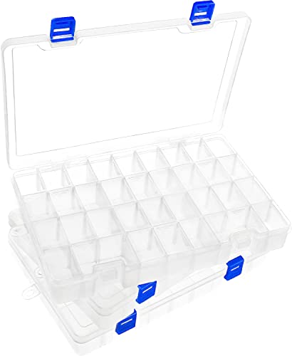 DARUITE Plastic Organizer Box with Dividers, (34 grids,3PCS) Compartment Organizer, Jewelry Organizer Box, Clear Organizer Box for Beads Earring Tool Fishing Hook Small Accessories