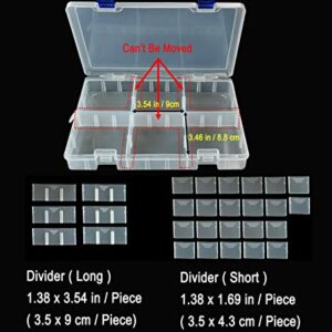 DARUITE Plastic Organizer Box with Dividers, (34 grids,3PCS) Compartment Organizer, Jewelry Organizer Box, Clear Organizer Box for Beads Earring Tool Fishing Hook Small Accessories