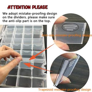 DARUITE Plastic Organizer Box with Dividers, (34 grids,3PCS) Compartment Organizer, Jewelry Organizer Box, Clear Organizer Box for Beads Earring Tool Fishing Hook Small Accessories