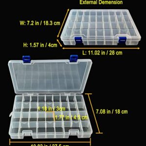 DARUITE Plastic Organizer Box with Dividers, (34 grids,3PCS) Compartment Organizer, Jewelry Organizer Box, Clear Organizer Box for Beads Earring Tool Fishing Hook Small Accessories