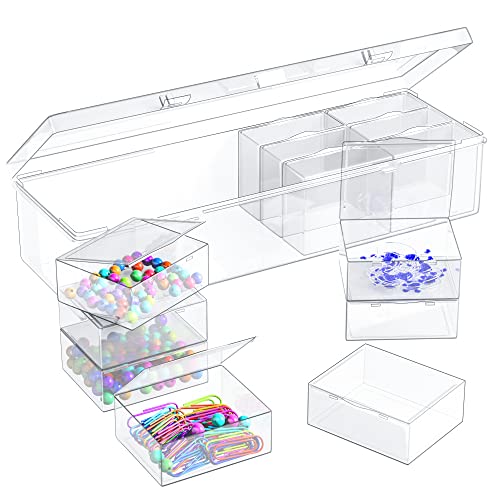 Goczsvoy 13Pcs Mini Plastic Clear Boxes With A Storage Case, Small Plastic Clear Containers For Bead Organizer, Jewelry, Craft, Small Things Storage And Organization