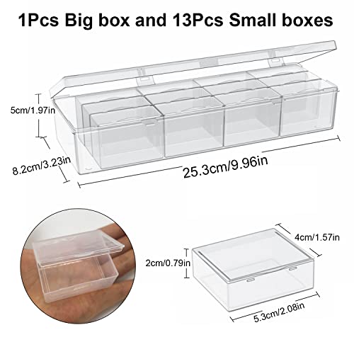 Goczsvoy 13Pcs Mini Plastic Clear Boxes With A Storage Case, Small Plastic Clear Containers For Bead Organizer, Jewelry, Craft, Small Things Storage And Organization