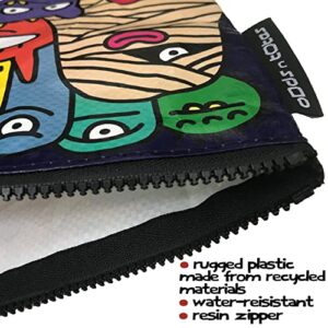 ODDS N TOTES Jumbo Zipper Pouch | Made from Recycled Plastic, Large Zipper Pouch for Art School Office Supplies, Travel Toiletry Bag, Travel Pouch - Funny Monsters