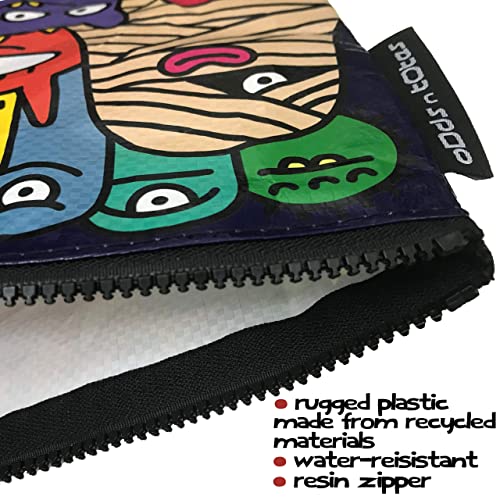 ODDS N TOTES Jumbo Zipper Pouch | Made from Recycled Plastic, Large Zipper Pouch for Art School Office Supplies, Travel Toiletry Bag, Travel Pouch - Funny Monsters