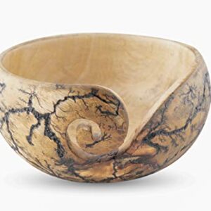 GoCraft Wooden Yarn Storage Bowl | Knitting Crochet Accessories | Fractal Burn Wood Bowl (5.5" X 3")