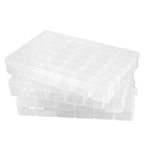 ZOENHOU 6 Pack 36 Grids Plastic Organizer Container,Clear Plastic Organizer Storage Box with Adjustable Dividers for Jewelry Bead Earring Fishing Hook Art Crafts Small Accessories