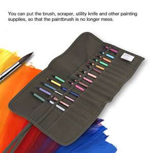 Hztyyier Pencil Wrap Roll Case Holder Larger 30 Holes Roll Up Canvas Paint Brush Bag Artist Draw Pen Watercolor Oil Brushes Case