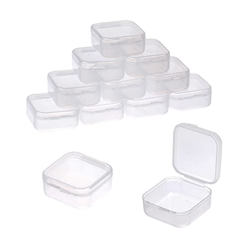 12 Pack Small Plastic Box Clear Bead Boxes Craft Storage Containers with Lids for Organizing Beads, Jewelry Making, Small Items, 1.38x1.38x0.78inch