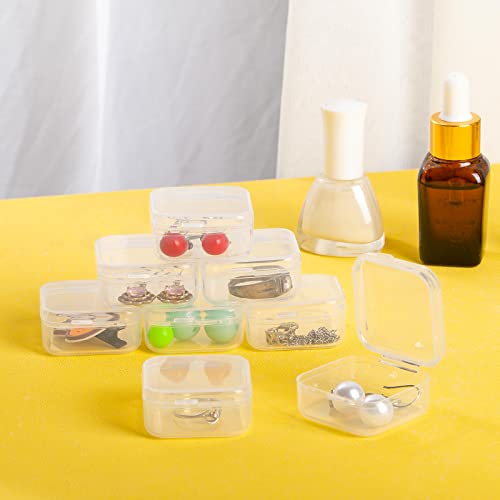 12 Pack Small Plastic Box Clear Bead Boxes Craft Storage Containers with Lids for Organizing Beads, Jewelry Making, Small Items, 1.38x1.38x0.78inch