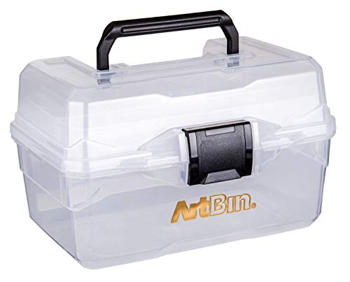 ArtBin 6890AG Small Project Box, Portable Art & Craft Organizer with Lift-Out Tray, [1] Plastic Storage Case, Clear