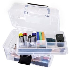 artbin 6890ag small project box, portable art & craft organizer with lift-out tray, [1] plastic storage case, clear