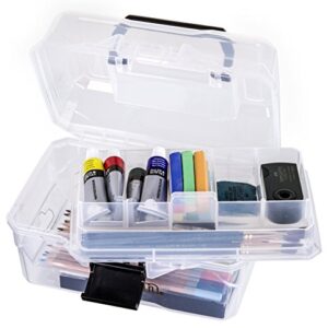 ArtBin 6890AG Small Project Box, Portable Art & Craft Organizer with Lift-Out Tray, [1] Plastic Storage Case, Clear