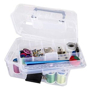 ArtBin 6890AG Small Project Box, Portable Art & Craft Organizer with Lift-Out Tray, [1] Plastic Storage Case, Clear