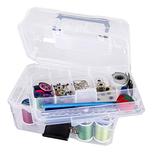 ArtBin 6890AG Small Project Box, Portable Art & Craft Organizer with Lift-Out Tray, [1] Plastic Storage Case, Clear