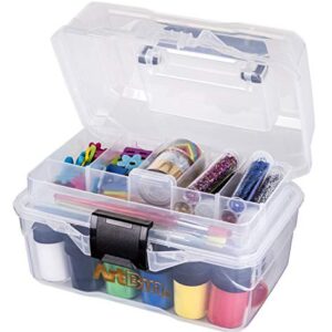 ArtBin 6890AG Small Project Box, Portable Art & Craft Organizer with Lift-Out Tray, [1] Plastic Storage Case, Clear