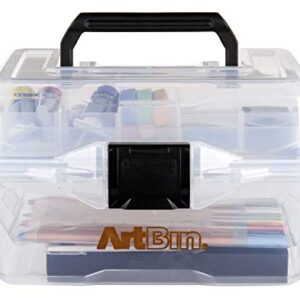 ArtBin 6890AG Small Project Box, Portable Art & Craft Organizer with Lift-Out Tray, [1] Plastic Storage Case, Clear