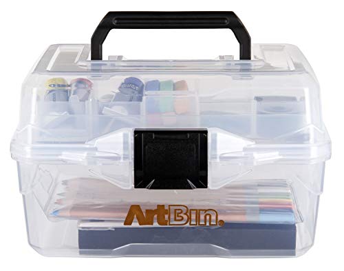 ArtBin 6890AG Small Project Box, Portable Art & Craft Organizer with Lift-Out Tray, [1] Plastic Storage Case, Clear