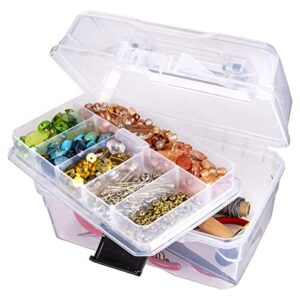 ArtBin 6890AG Small Project Box, Portable Art & Craft Organizer with Lift-Out Tray, [1] Plastic Storage Case, Clear