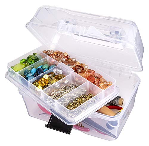 ArtBin 6890AG Small Project Box, Portable Art & Craft Organizer with Lift-Out Tray, [1] Plastic Storage Case, Clear