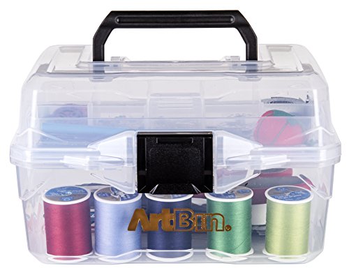 ArtBin 6890AG Small Project Box, Portable Art & Craft Organizer with Lift-Out Tray, [1] Plastic Storage Case, Clear