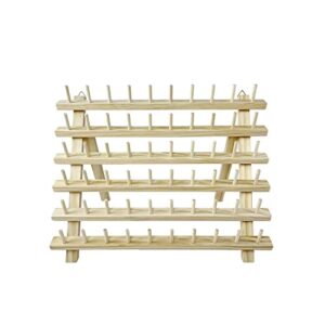 wennuo 60 Spools Wooden Thread Rack/Braiding Hair Rack/Thread Holder Organizer with Hanging Hooks for Embroidery, Hair Rack for braiding Hair and Sewing Threads (60 Spools)