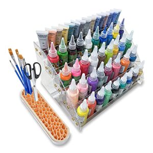 thilemon acrylic paint organizers and storage acrylic paint storage with paint brush holder 5-layer, acrylic paint storage organizer for acrylic painting, paint storage rack